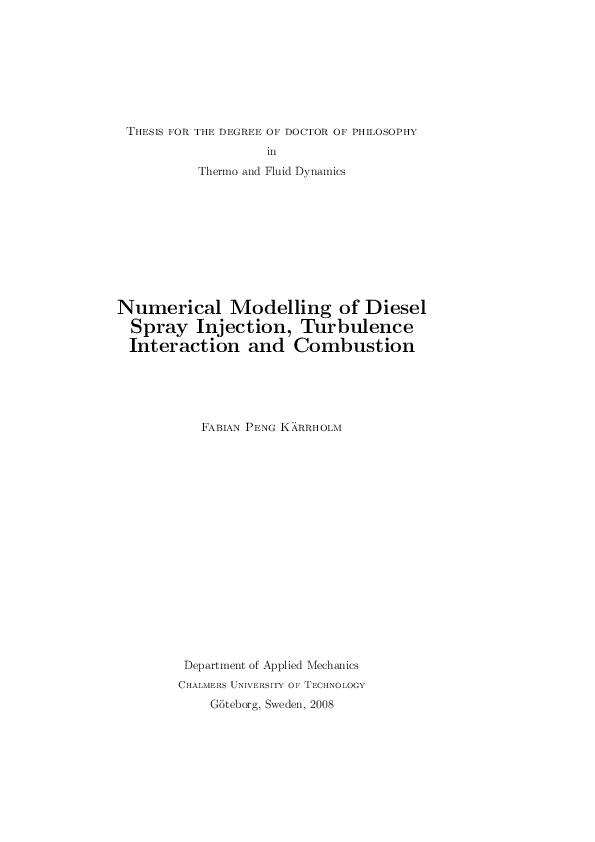 (PDF) Numerical Modelling of Diesel Spray Injection, Turbulence ...