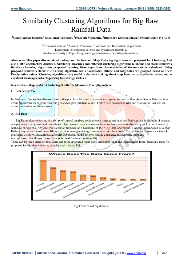 Pdf Similarity Clustering Algorithms For Big Raw Rainfall Data Suneel Kumar