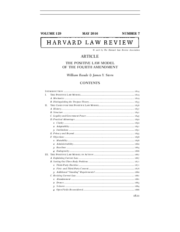 (PDF) The Positive Law Model of the Fourth Amendment