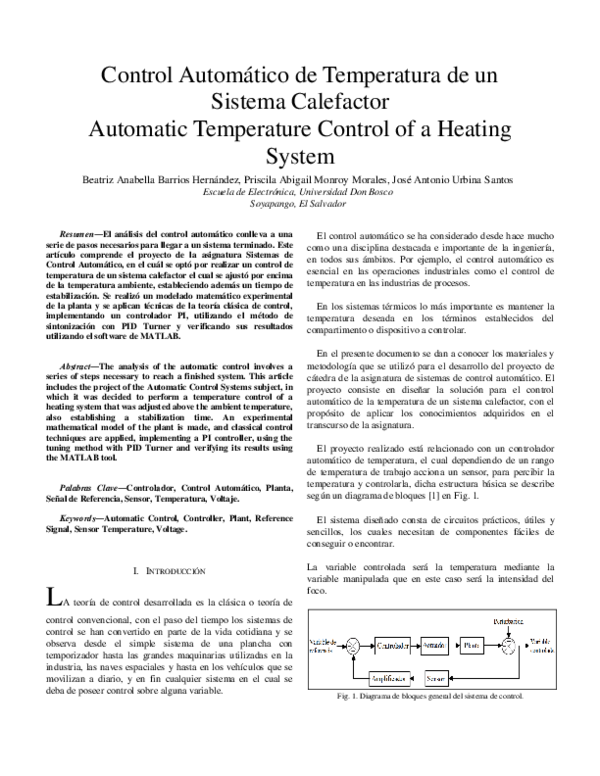 (PDF) Automatic temperature control system (PDF) Automatic temperature control system