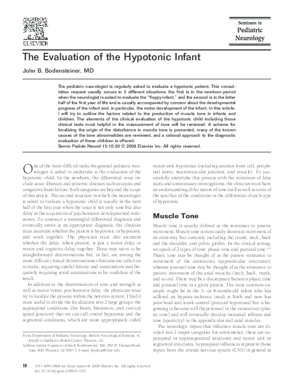 (PDF) The Evaluation of the Hypotonic Infant