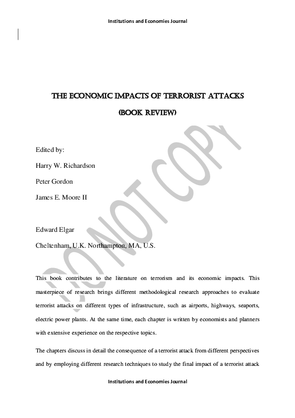 (PDF) The Economic Impacts of Terrorist Attacks (Book Review)