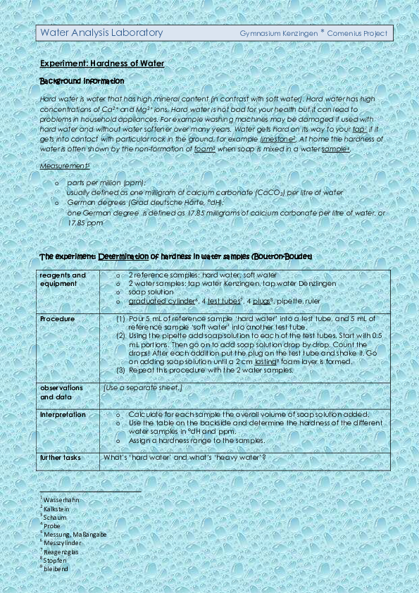 (PDF) Water Analysis Laboratory Experiment: Hardness of Water ...