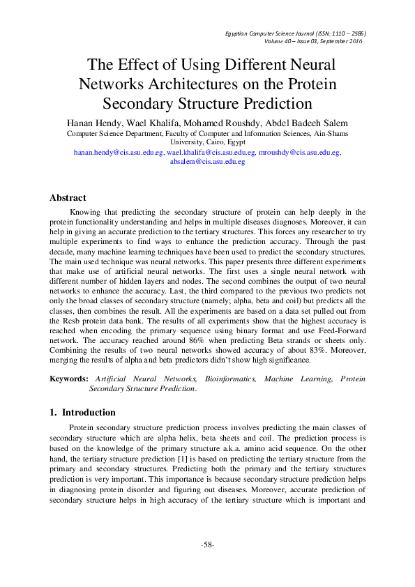 Pdf The Effect Of Using Different Neural Networks Architectures On