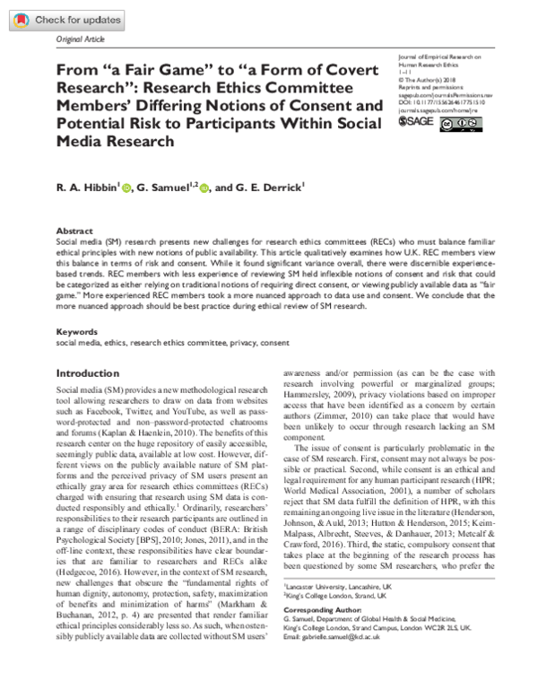 (PDF) From “a Fair Game” to “a Form of Covert Research”: Research ...