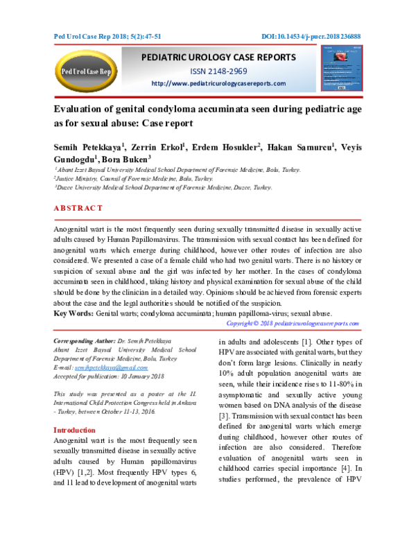 (PDF) Evaluation of genital condyloma accuminata seen during pediatric ...