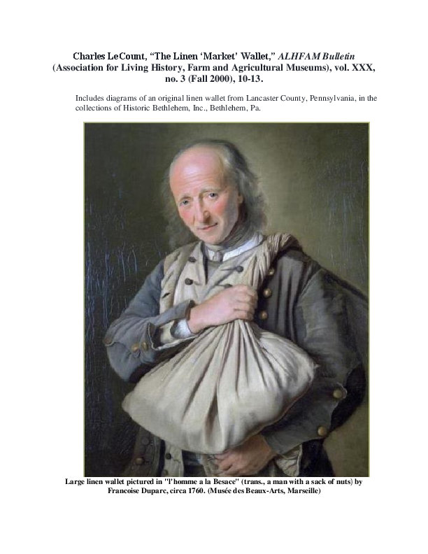 (PDF) Charles LeCount, “The Linen ‘Market’ Wallet,” ALHFAM Bulletin