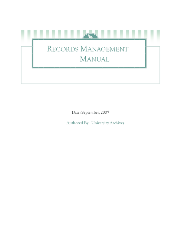 (PDF) RECORDS MANAGEMENT MANUAL