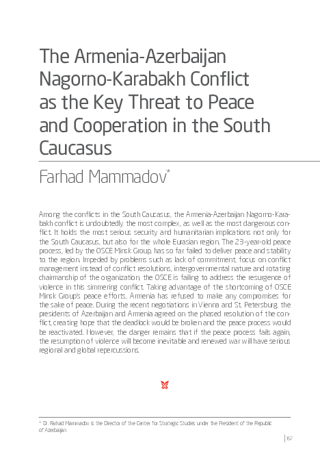 (PDF) Farhad Mammadov, "The Armenia-Azerbaijan Nagorno-Karabakh ...
