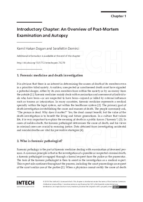 (PDF) Introductory Chapter: An Overview of Post-Mortem Examination and ...