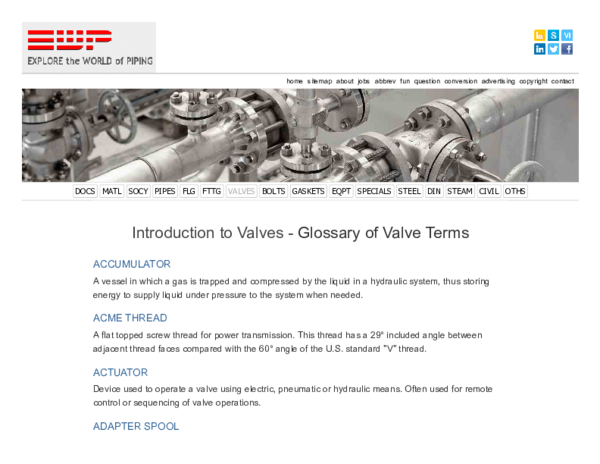 (PDF) Introduction to Valves -Glossary of Valve Terms