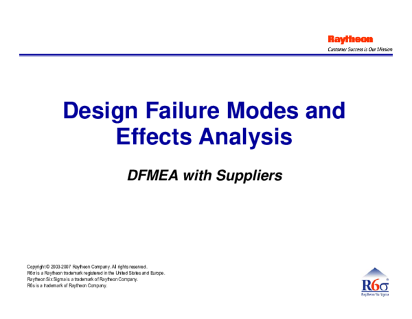 (PDF) Design Failure Modes and Effects Analysis DFMEA with Suppliers