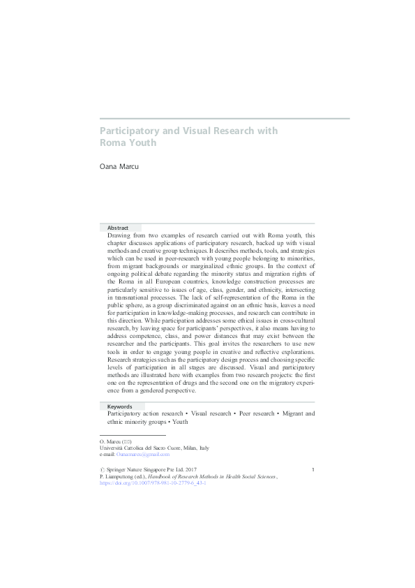 (PDF) Participatory and Visual Research with Roma Youth