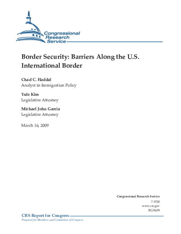 (PDF) Border Security: Barriers Along the U.S. International Border