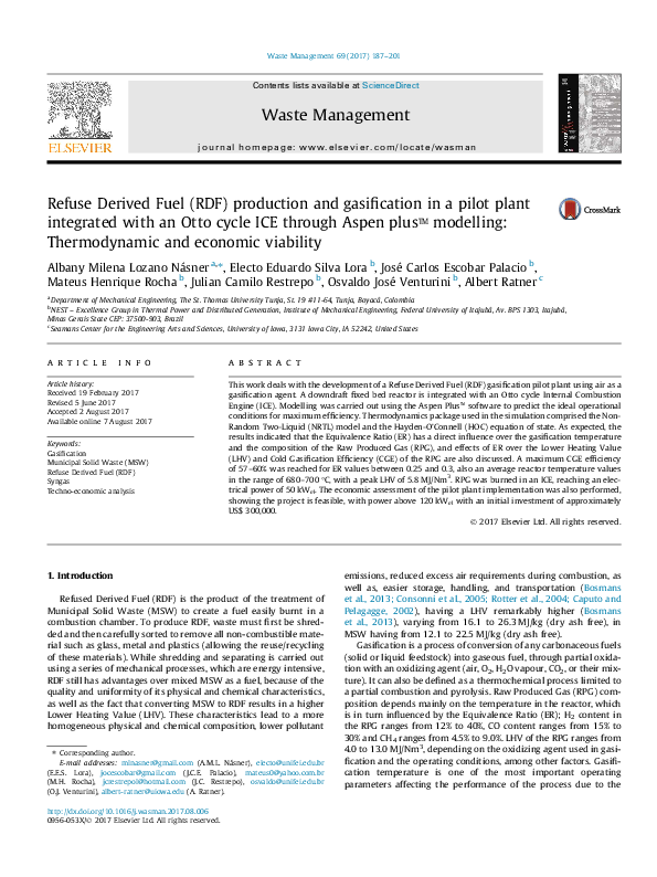 (PDF) Refuse Derived Fuel (RDF) production and gasification in a pilot ...