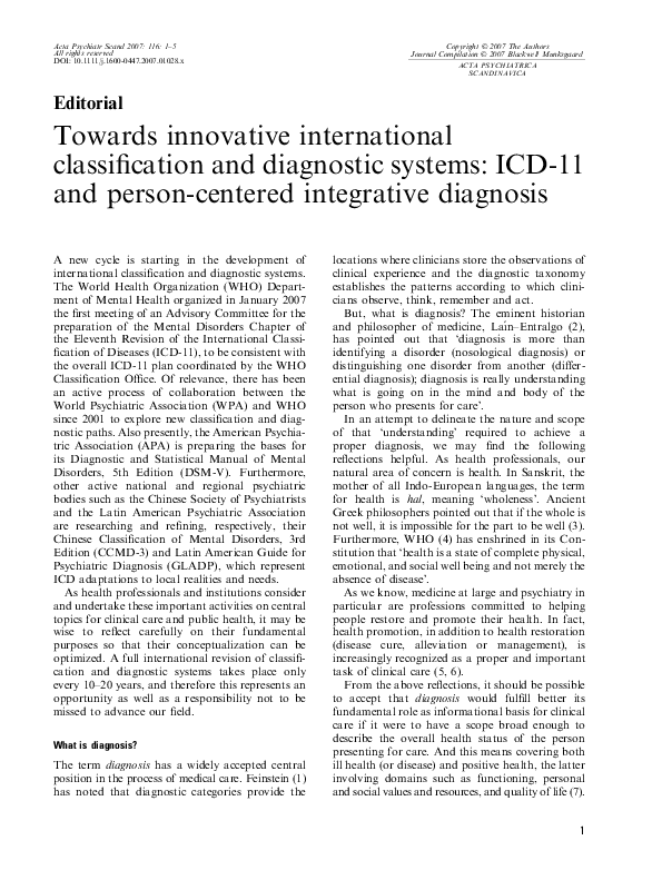 (PDF) Towards innovative international classification and diagnostic ...
