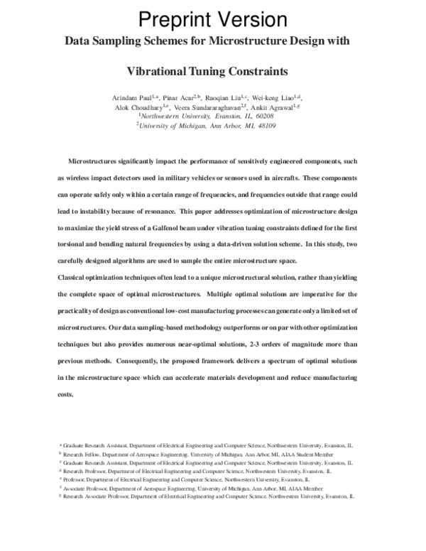 (PDF) Data Sampling Schemes for Microstructure Design with Vibrational Tuning Constraints