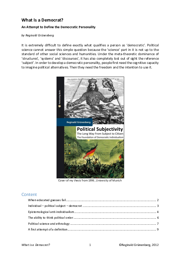(PDF) What Is a Democrat? An Attempt to Define the Democratic Personality