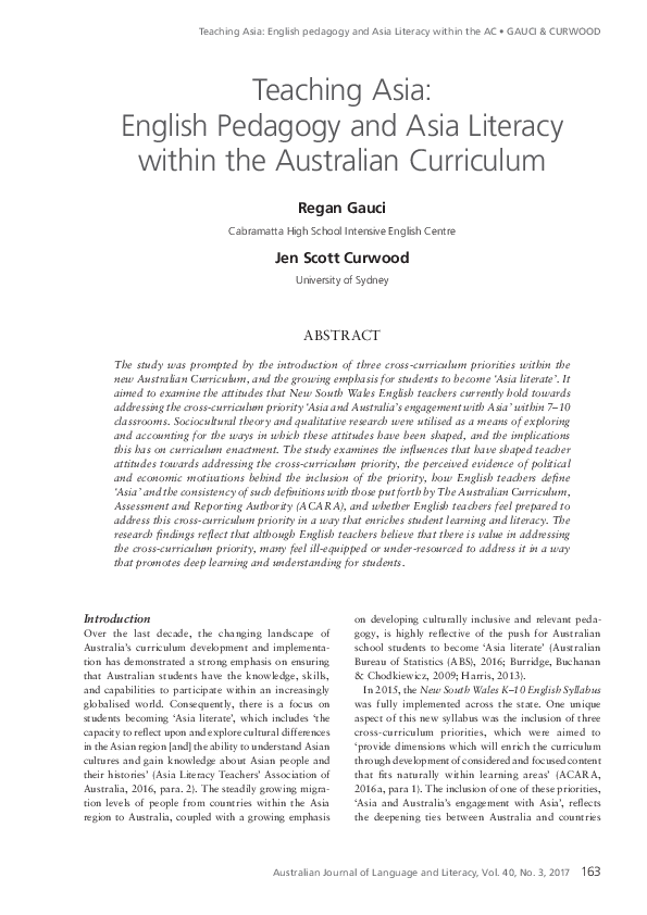 (PDF) Teaching Asia: English Pedagogy and Asia Literacy within the ...