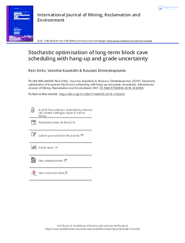 (PDF) Stochastic Optimization of Long-term Block Cave Scheduling