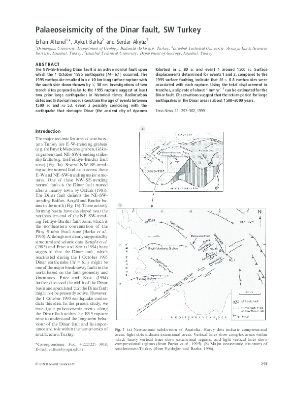 (PDF) Palaeoseismicity of the Dinar fault, SW Turkey