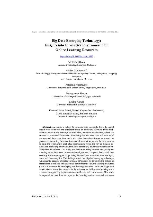 (PDF) Big Data Emerging Technology: Insights into Innovative ...