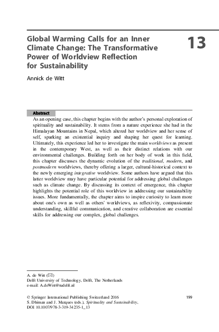 (PDF) Global Warming Calls for an Inner Climate Change: The ...