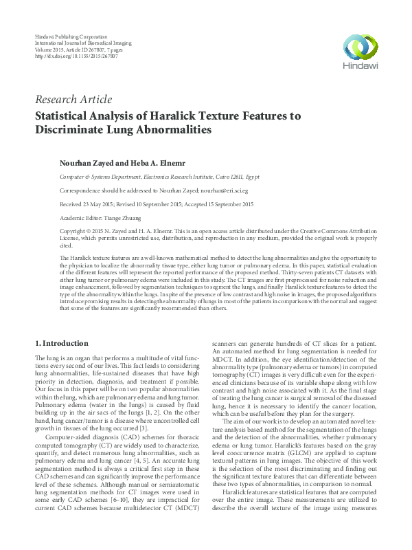 (PDF) Statistical Analysis of Haralick Texture Features to Discriminate ...