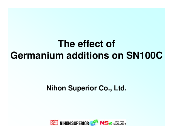 (PDF) The effect of Germanium additions on SN100C
