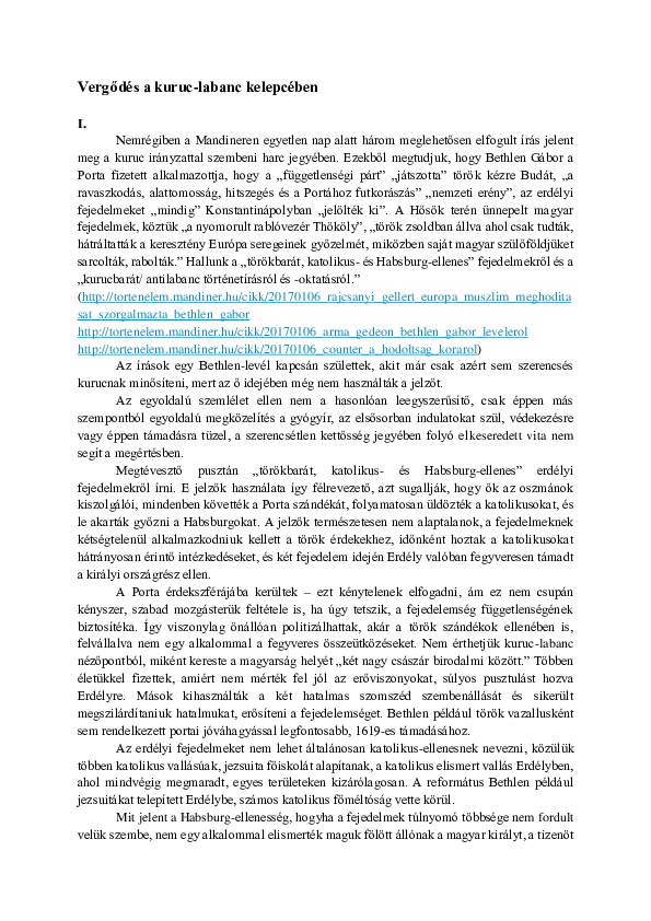 (PDF) Vergődés a kuruc-labanc kelepcében