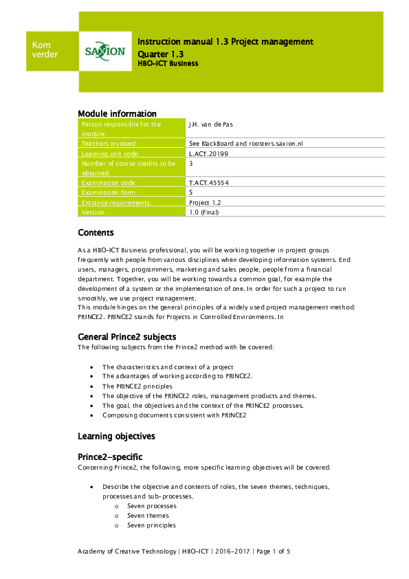 (PDF) Module information Person responsible for the module