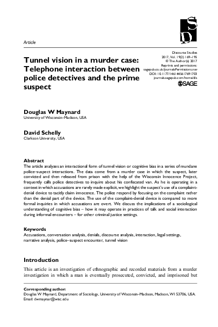 (PDF) Tunnel vision in a murder case: Telephone interaction between ...