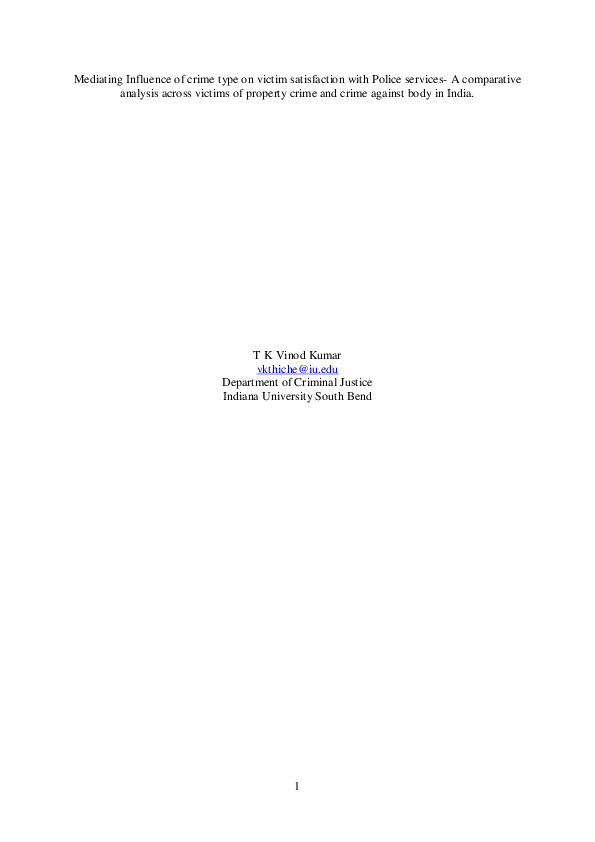 (PDF) Mediating Influence of crime type on victim satisfaction with ...