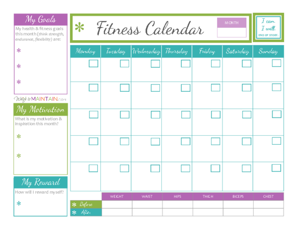 (PDF) Fitness Calendar by WeighToMaintain (1) | Angélica Alejandro ...