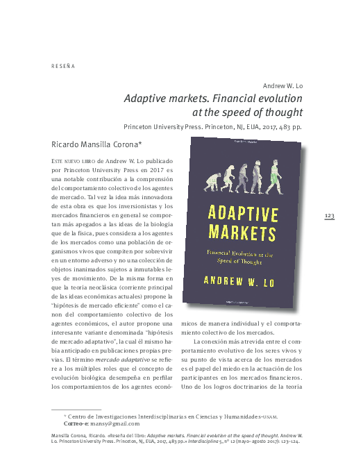 (PDF) Adaptive Markets: Financial Evolution at the Speed of Thought
