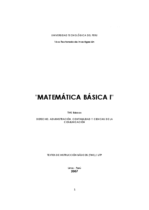(PDF) MATEMÁTICA BÁSICA I "MATEMÁTICA BÁSICA I"