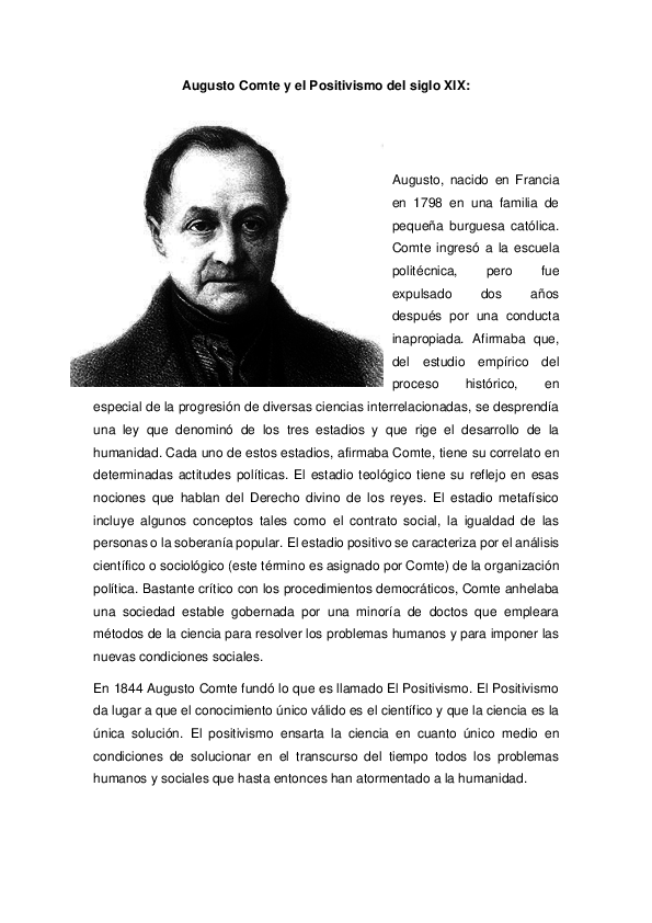 (DOC) Augusto Comte y el Positivismo del siglo XIX