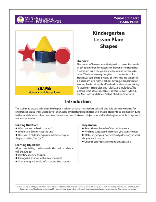 (PDF) Lesson Shapes