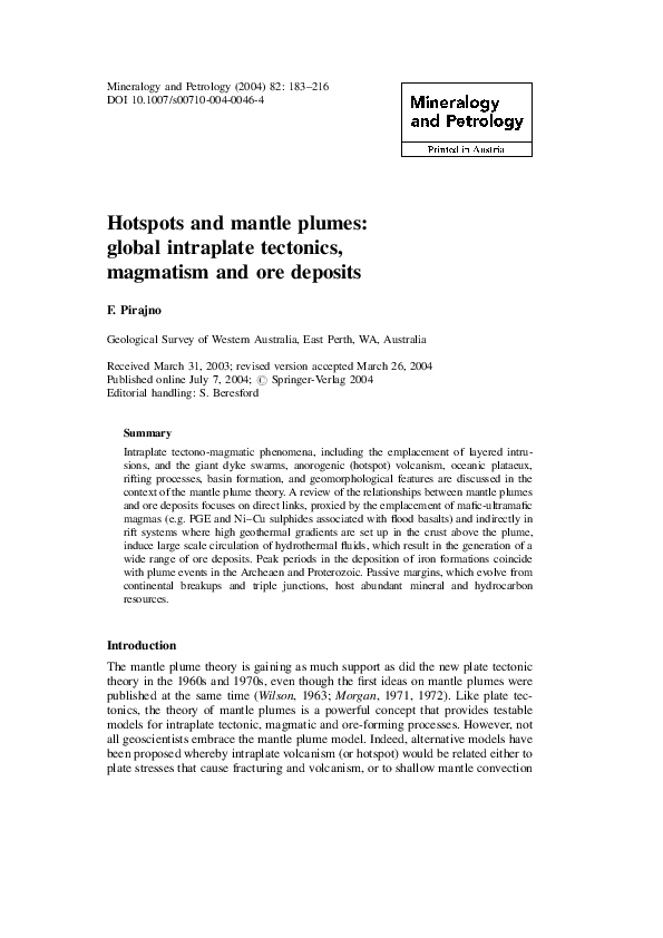 (PDF) Hotspots and mantle plumes: global intraplate tectonics ...