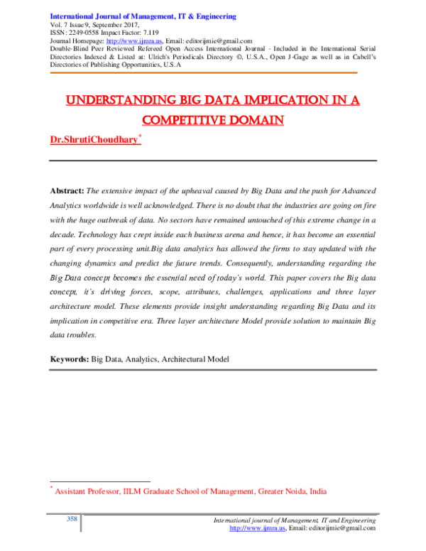 (PDF) UNDERSTANDING BIG DATA IMPLICATION IN A COMPETITIVE DOMAIN