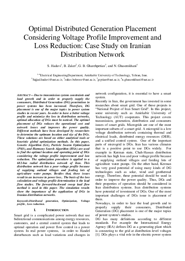 Pdf Optimal Distributed Generation Placement Considering Voltage