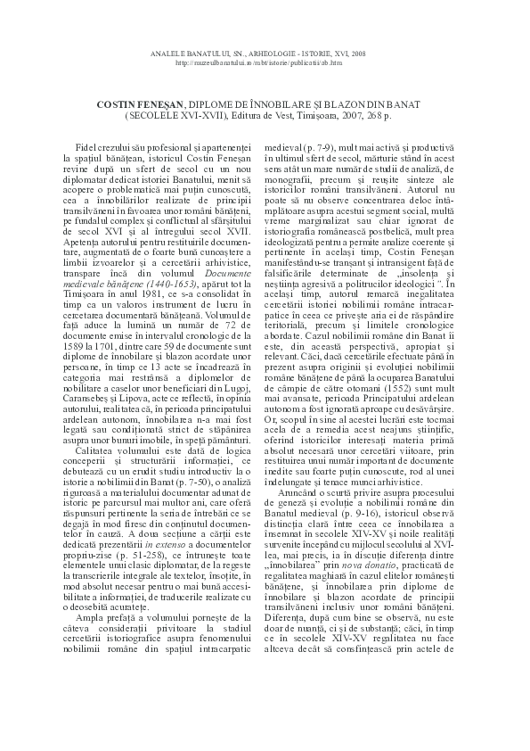 (PDF) Book review: Costin Feneşan, Diplome de înnobilare şi blazon din ...