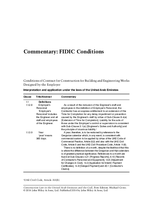 (PDF) Commentary: FIDIC Conditions