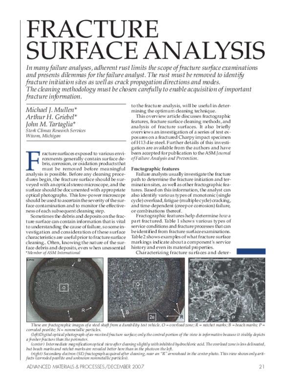 (PDF) FRACTURE SURFACE ANALYSIS