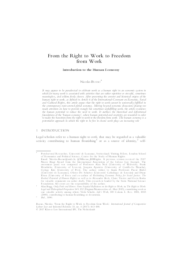 (PDF) From the Right to Work to Freedom from Work: Introduction to the ...
