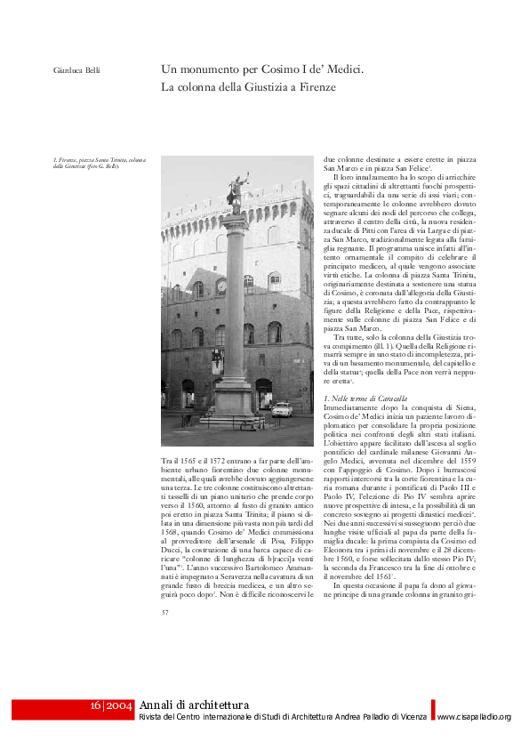 (PDF) Un monumento per Cosimo I de' Medici. La colonna della Giustizia ...