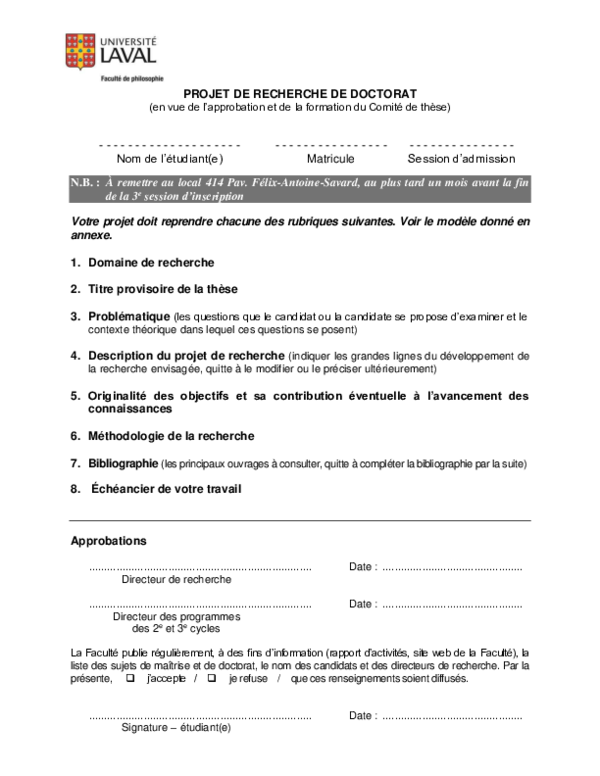 (PDF) PROJET DE RECHERCHE DE DOCTORAT
