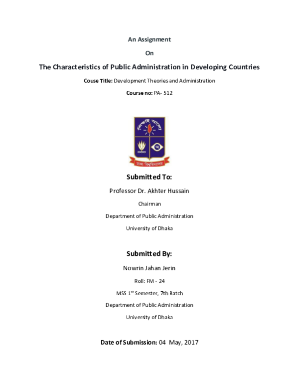 (PDF) The Characteristics of Public Administration in Developing ...