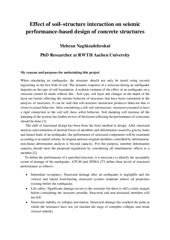 (PDF) Effect of soil–structure interaction on seismic performance-based design of concrete ...