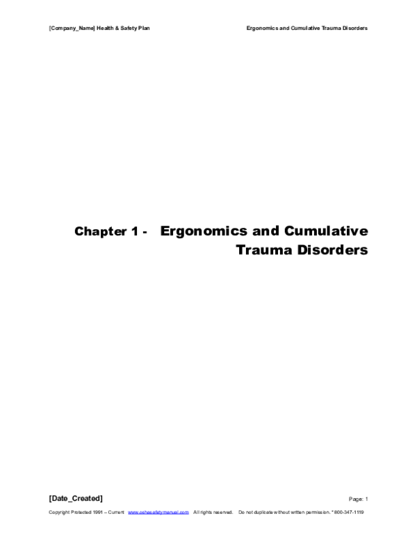 (DOC) Ergonomics Cumulative Trauma Disorders